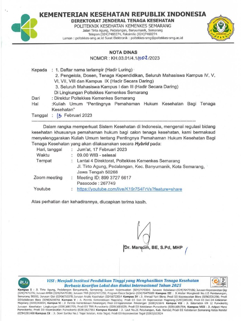 Nota Dinas Kuliah Umum PDF | PDF