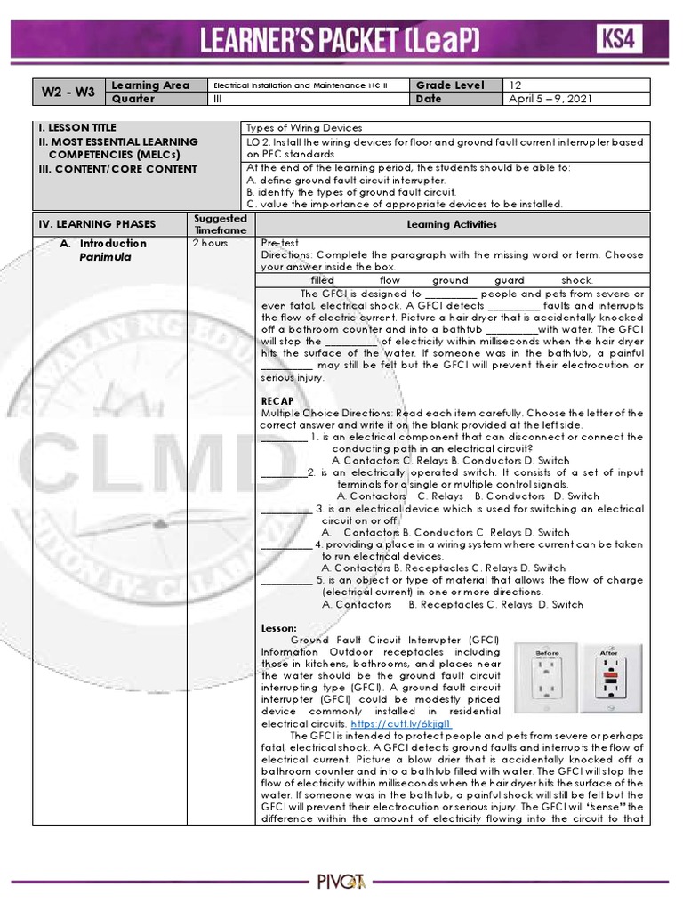 EIM KS4-LeaP-Week 2-3 Q3 | PDF | Ac Power Plugs And Sockets | Electricity