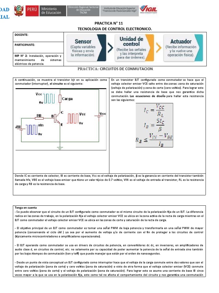 Transistor BJT como Conmutador | PDF | Transistor de unión bipolar ...