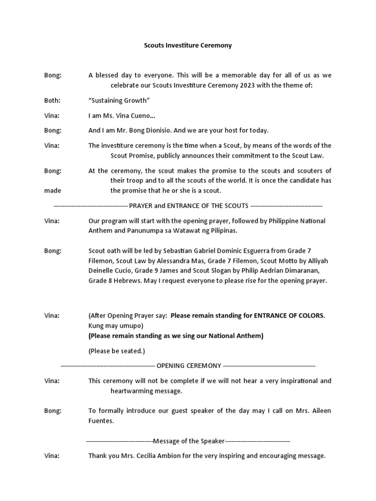 Scouts Investiture Ceremony | PDF | Scouting