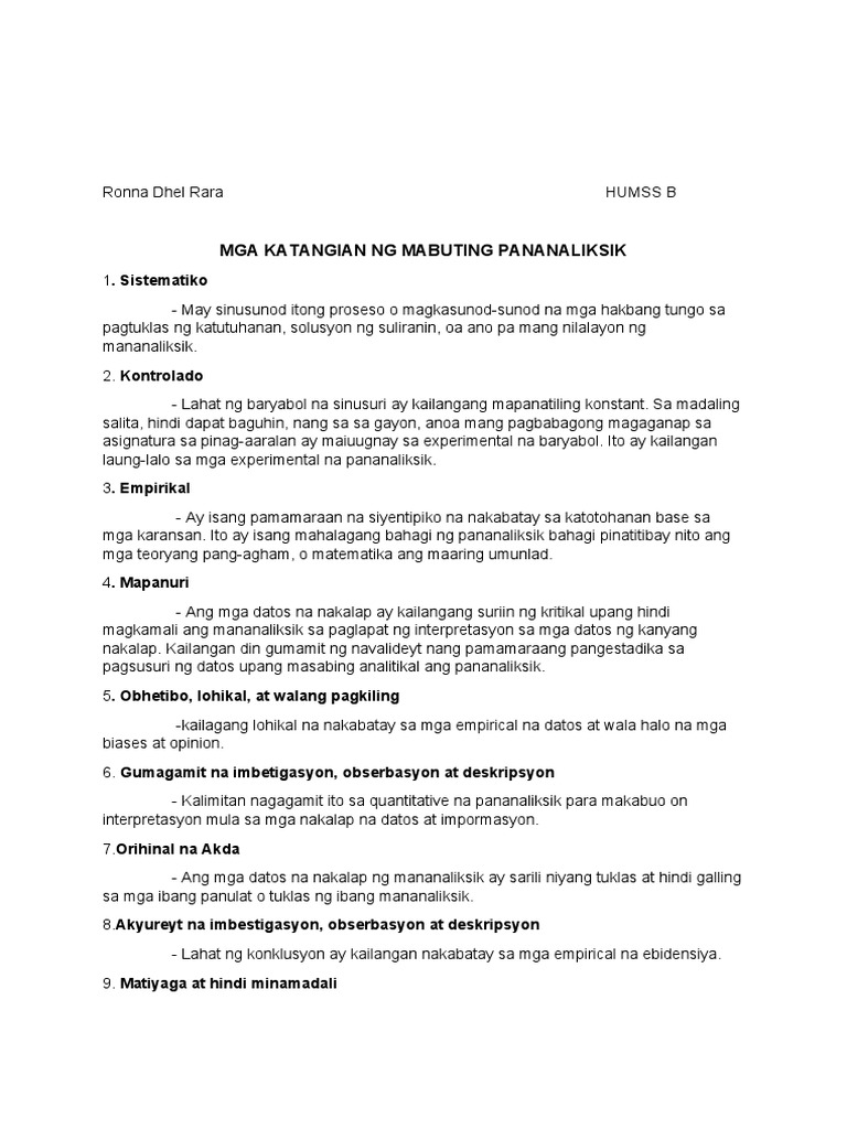 MGA-KATANGIAN-NG-MABUTING-PANANALIKSIK | PDF