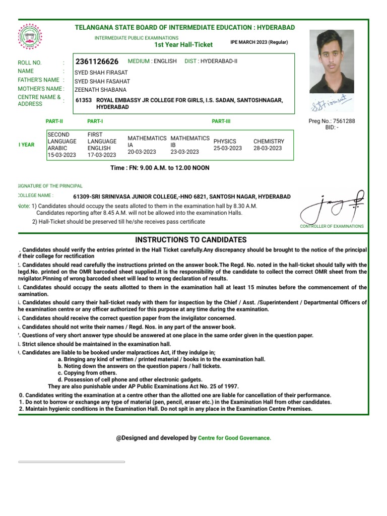 First Year Hall Ticket Download - PDF | PDF