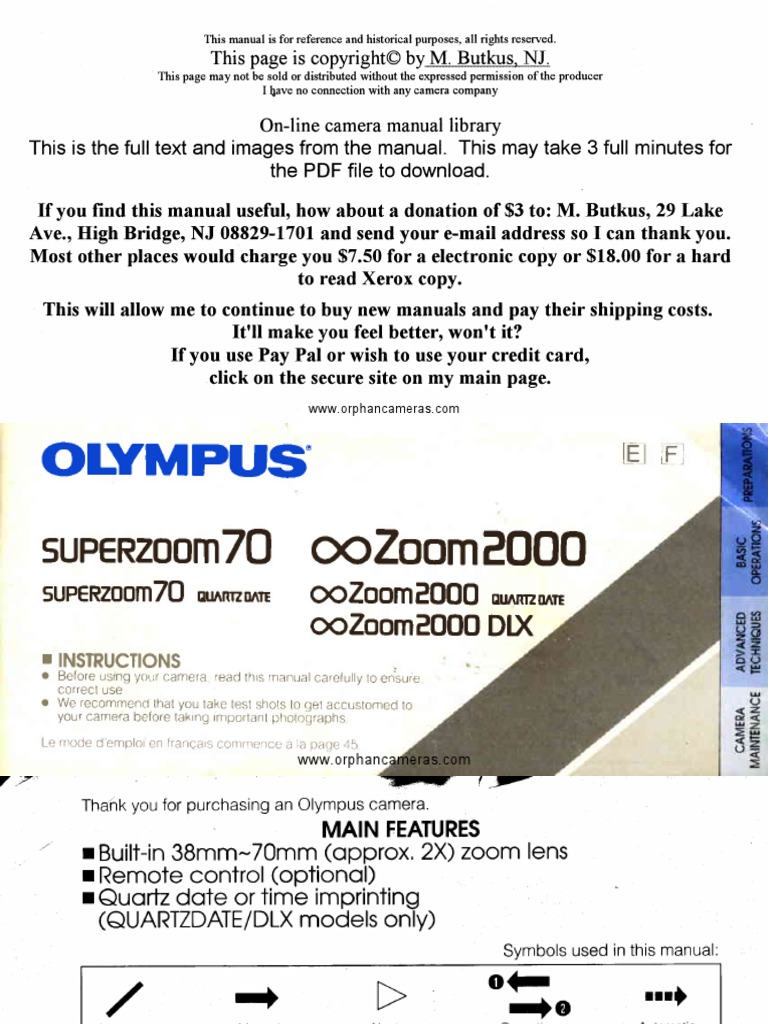 Olympus Superzoom 70 2000 | PDF | Camera | Autofocus