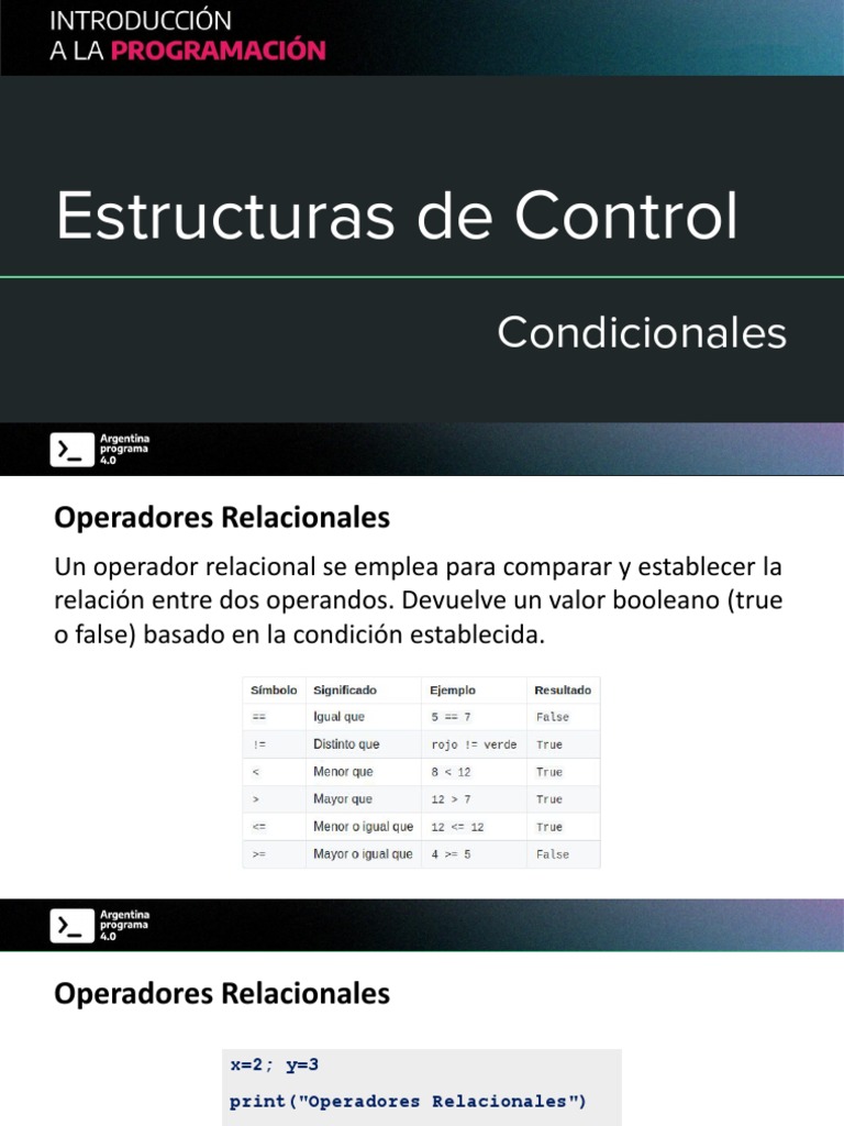 Estructuras - de Control - Condicionales | PDF | Flujo de control | Python (lenguaje de ...