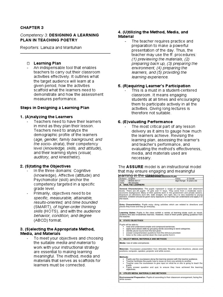 3.3 Designing A Learning Plan | PDF | Learning | Teachers