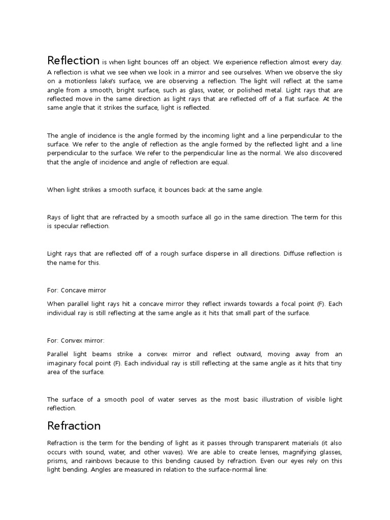Reflection and Refraction | PDF | Refraction | Reflection (Physics)