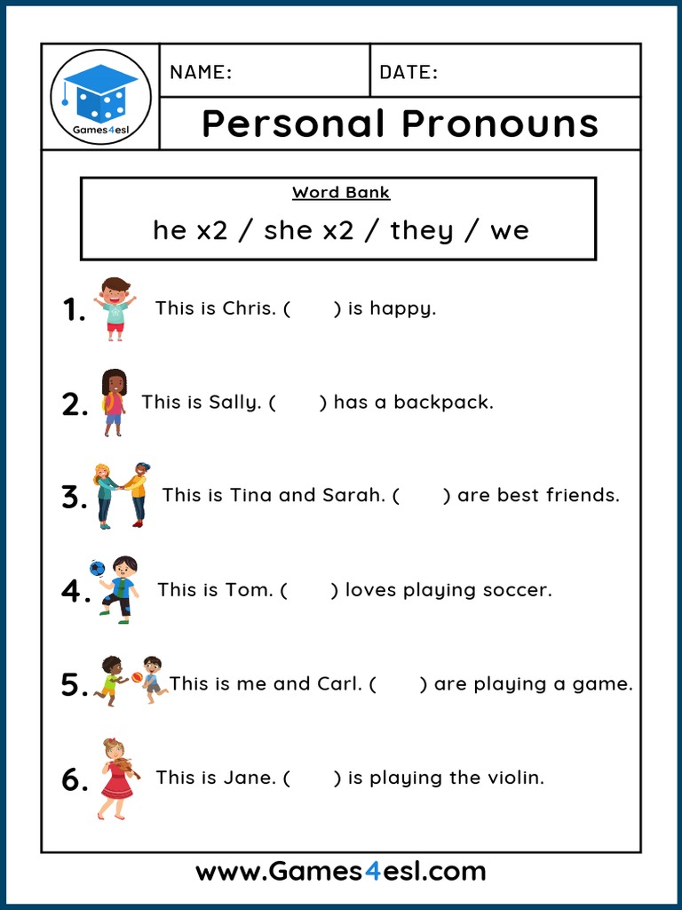 Personal Pronoun Worksheet 3 | PDF