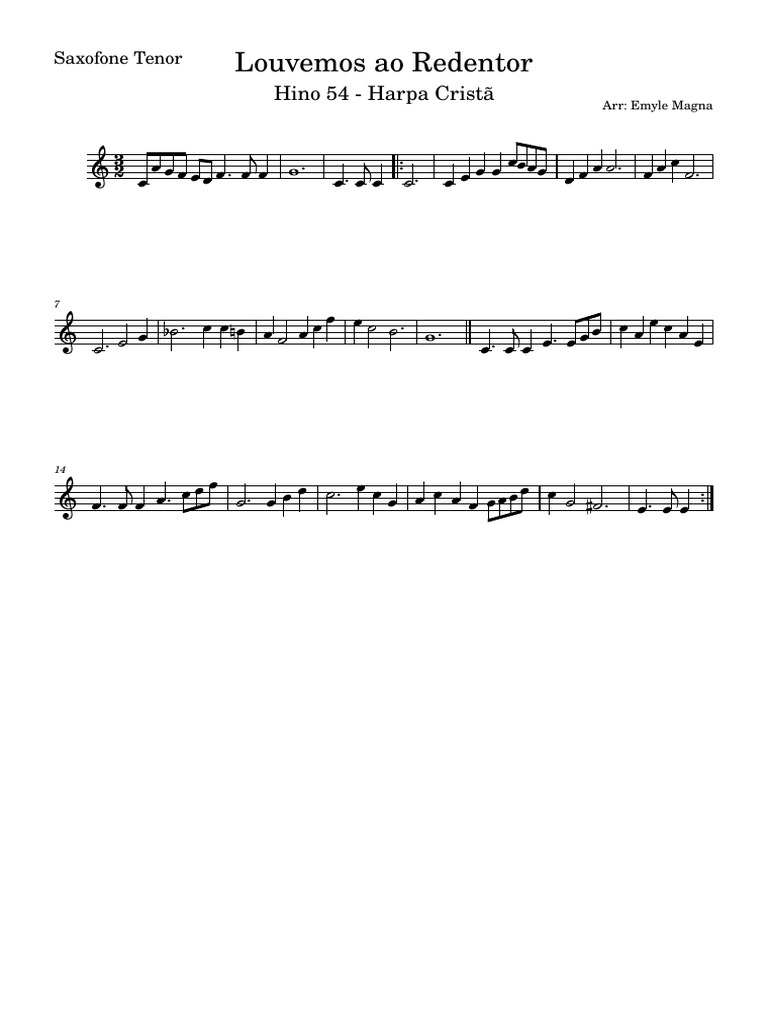 HC54. Arr. Emily - Madeiras Basadec-Saxofone - Tenor PDF | PDF
