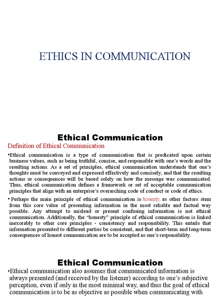 Ethical Communication | PDF | Communication | Information