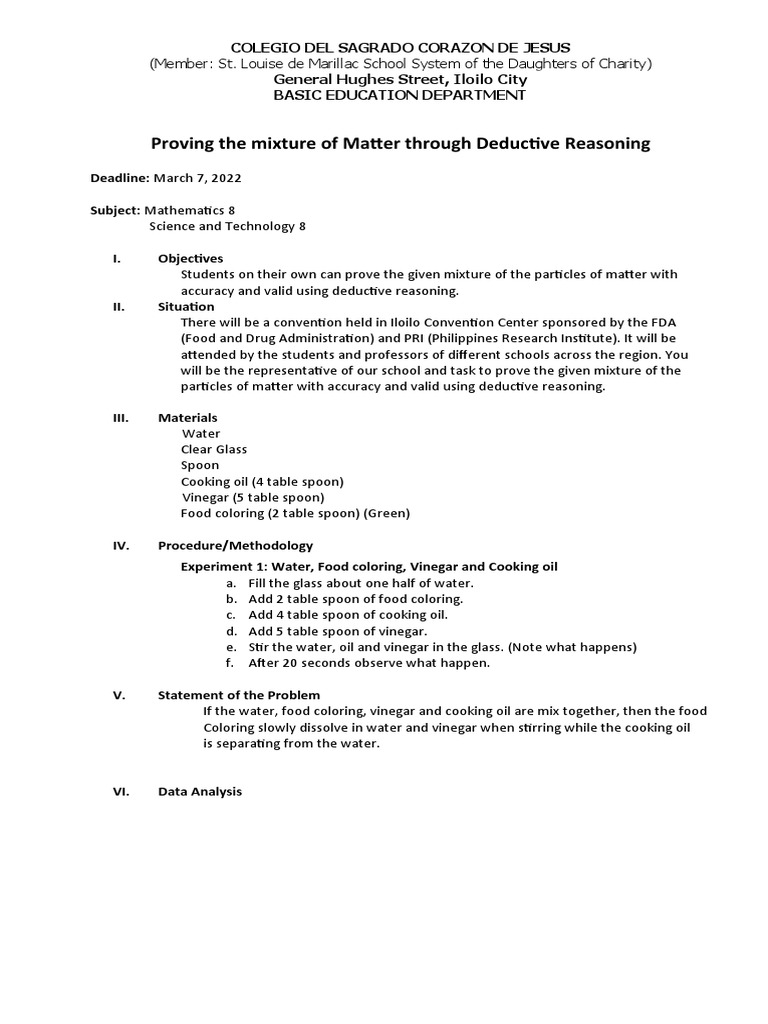 Integrated Performance Task in Science and Math | PDF | Deductive Reasoning | Science