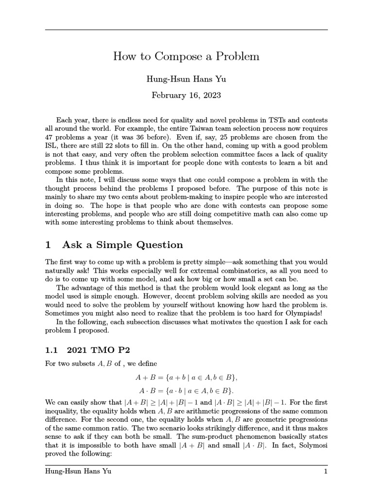How To Compose A Problem PDF | PDF | Group (Mathematics) | Norm ...