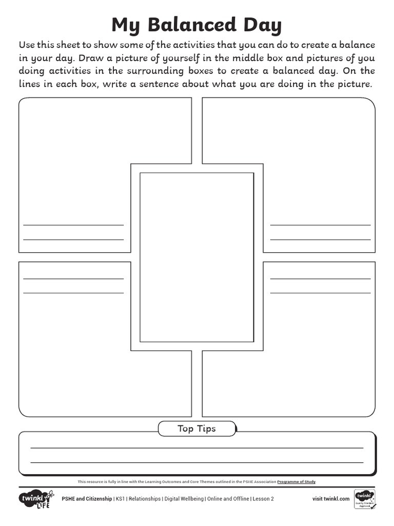 My Balanced Day Activity Sheet | PDF