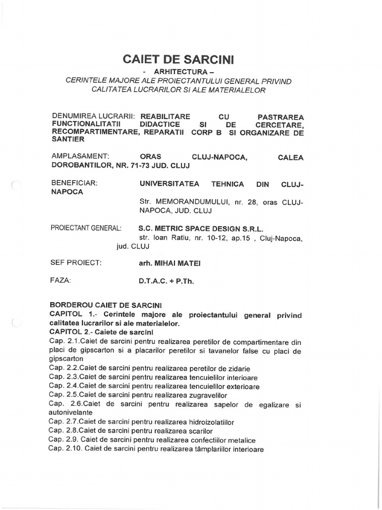 Caiet de Sarcini | PDF