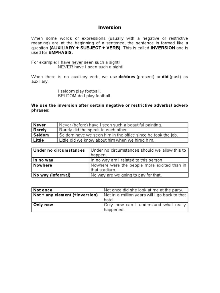 Inversion c1 Eoi 2023 Feb | Download Free PDF | Cognitive Science | Syntax
