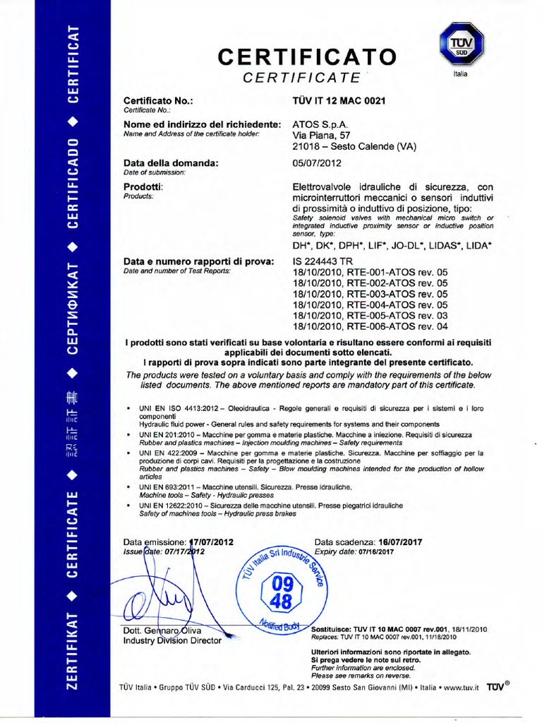 Certificado Tuv Válvulas | PDF