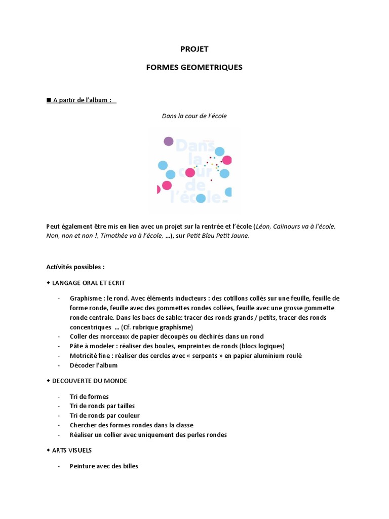 Activités Pédagogiques sur les Formes | PDF