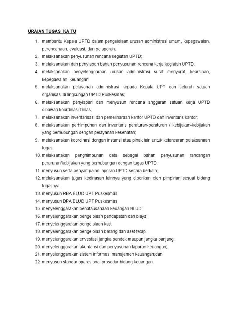 Uraian Tugas Tim Manajemen | PDF