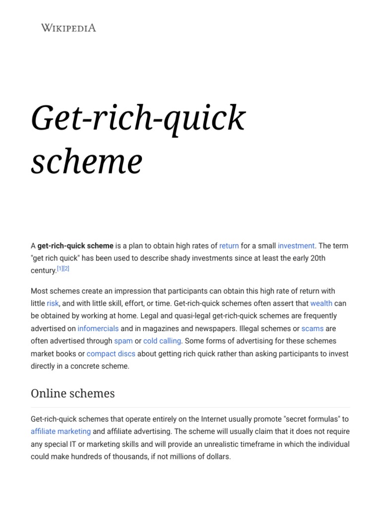 Get-rich-quick scheme - Wikipedia | PDF
