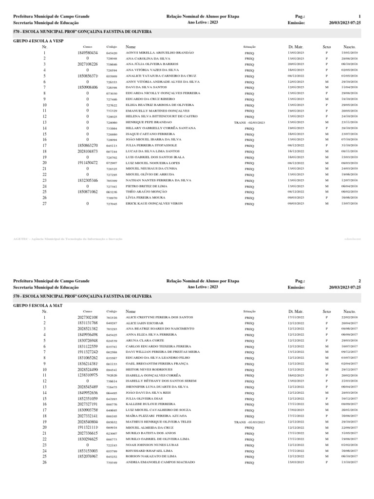Relação Nominal 20.03 | PDF