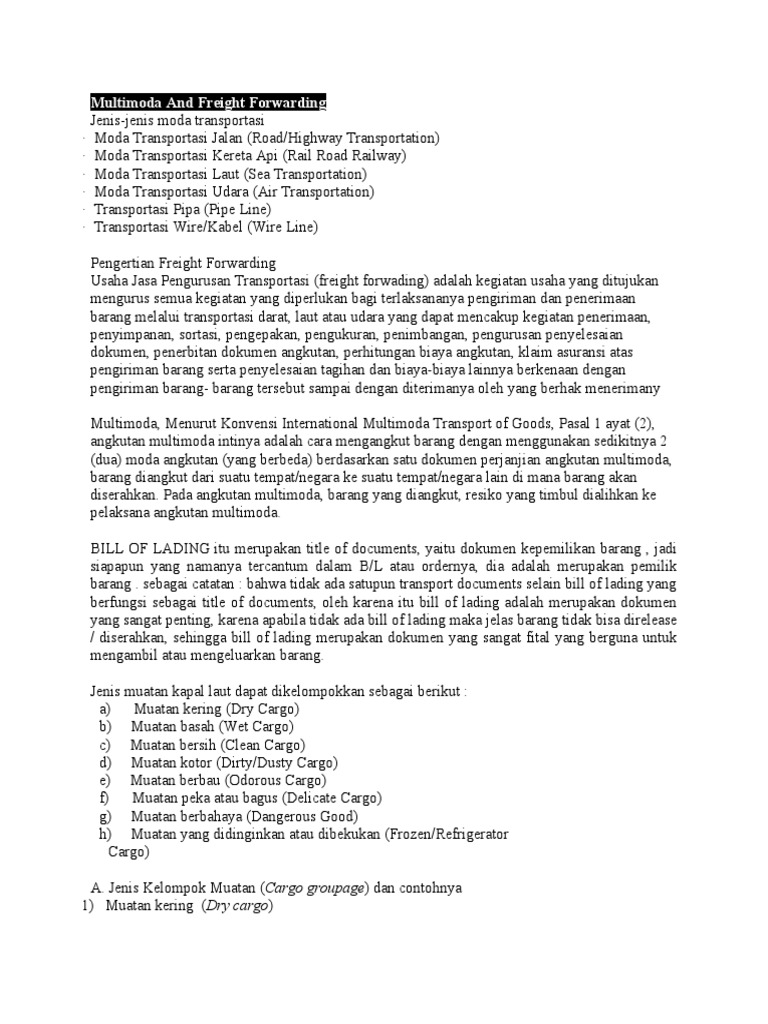 Multimoda and Freight Forwarding | PDF | Bisnis