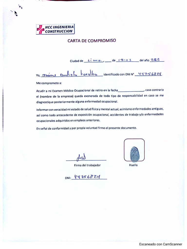Carta de Compromiso | PDF