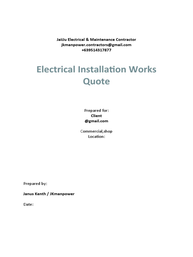 Electrical Job Quotation Format | PDF