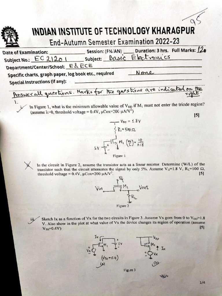 Basic Electronics End Sem Paper PDF | PDF | Bipolar Junction Transistor ...