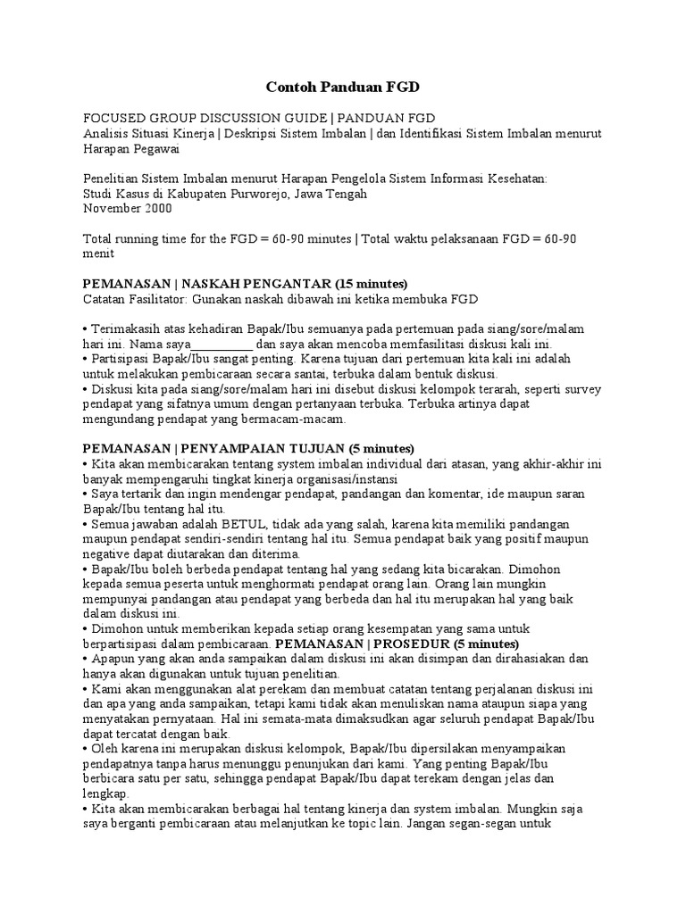 Contoh Panduan FGD | PDF