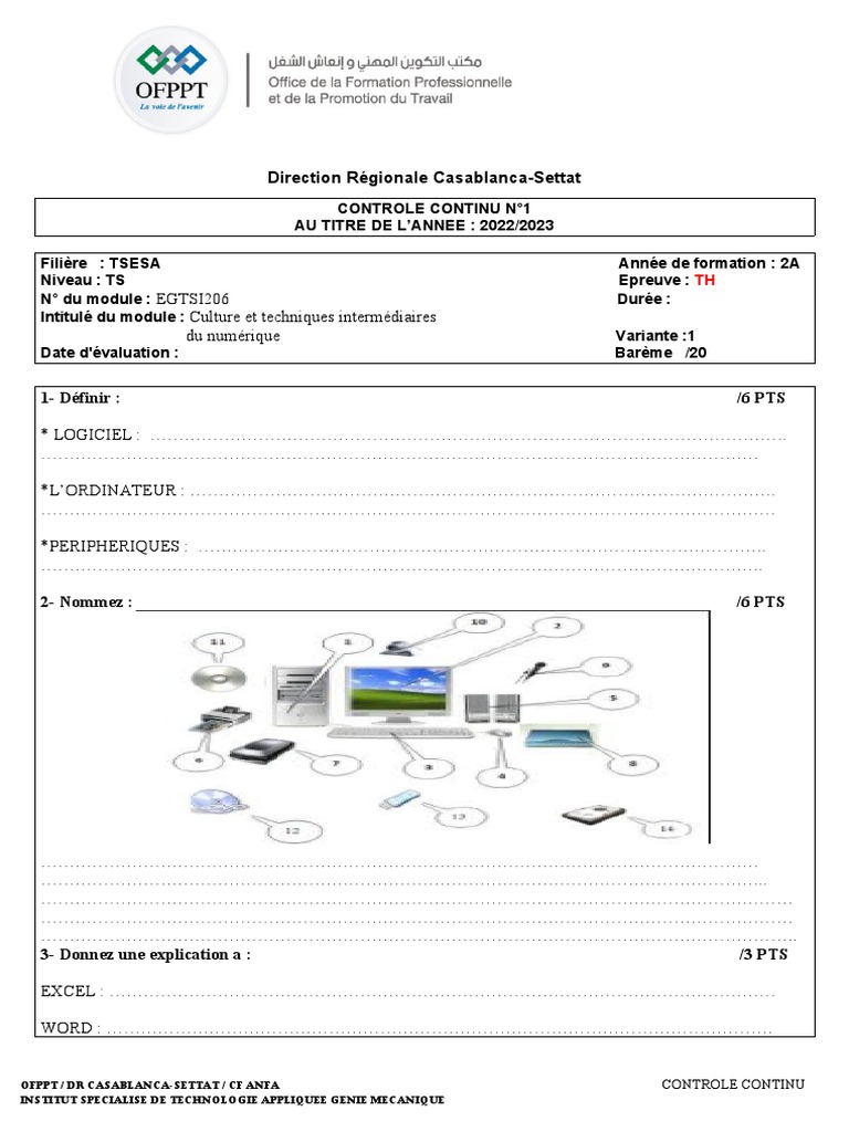 0 - Egtsi206 Bureautique CC1 Tsesa 2022-2023 | PDF