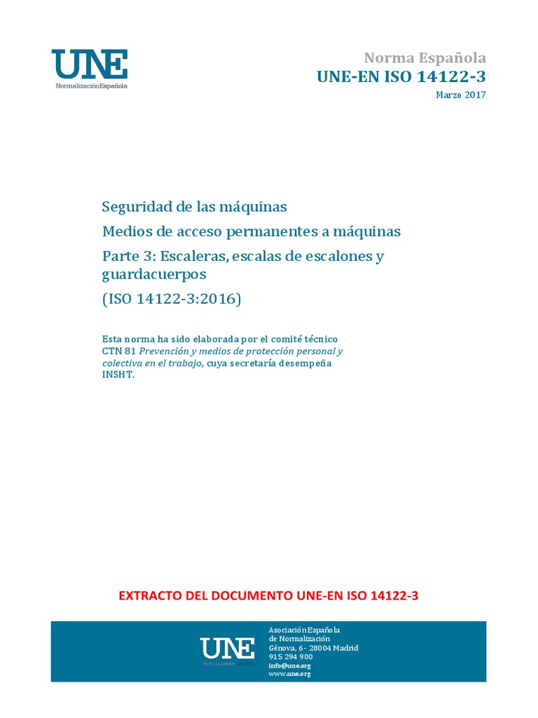 Norma UNE-EN ISO 14122-3:2017 | PDF | Tornillo