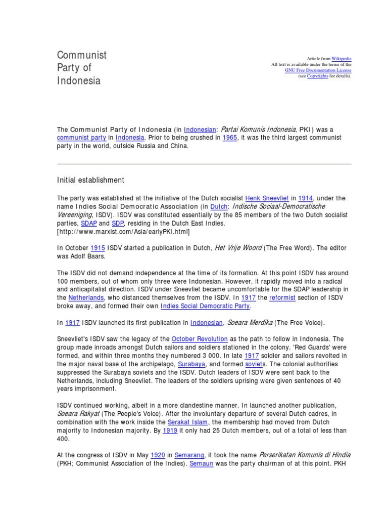 Communist Party of Indonesia | PDF | Communism | Indonesia