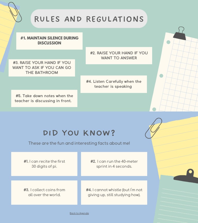 Classroom Rules and Personal Facts | PDF