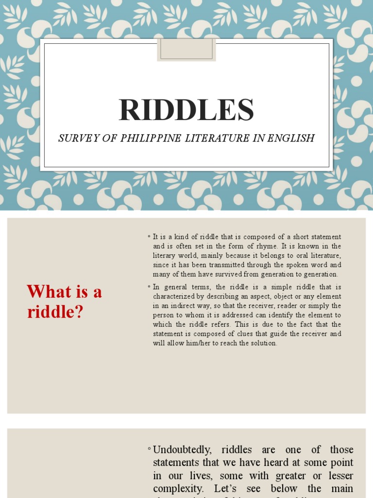 Riddles | PDF | Riddle | Poetry