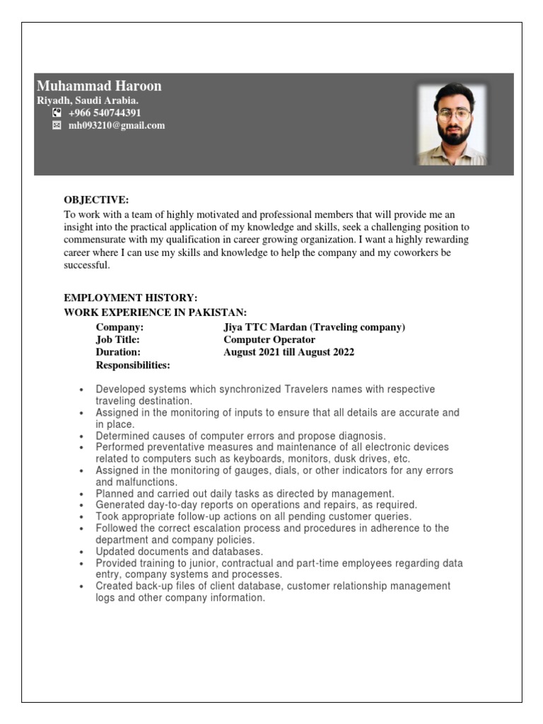 RESUME (Haroon) PDF | Download Free PDF | Databases | Information