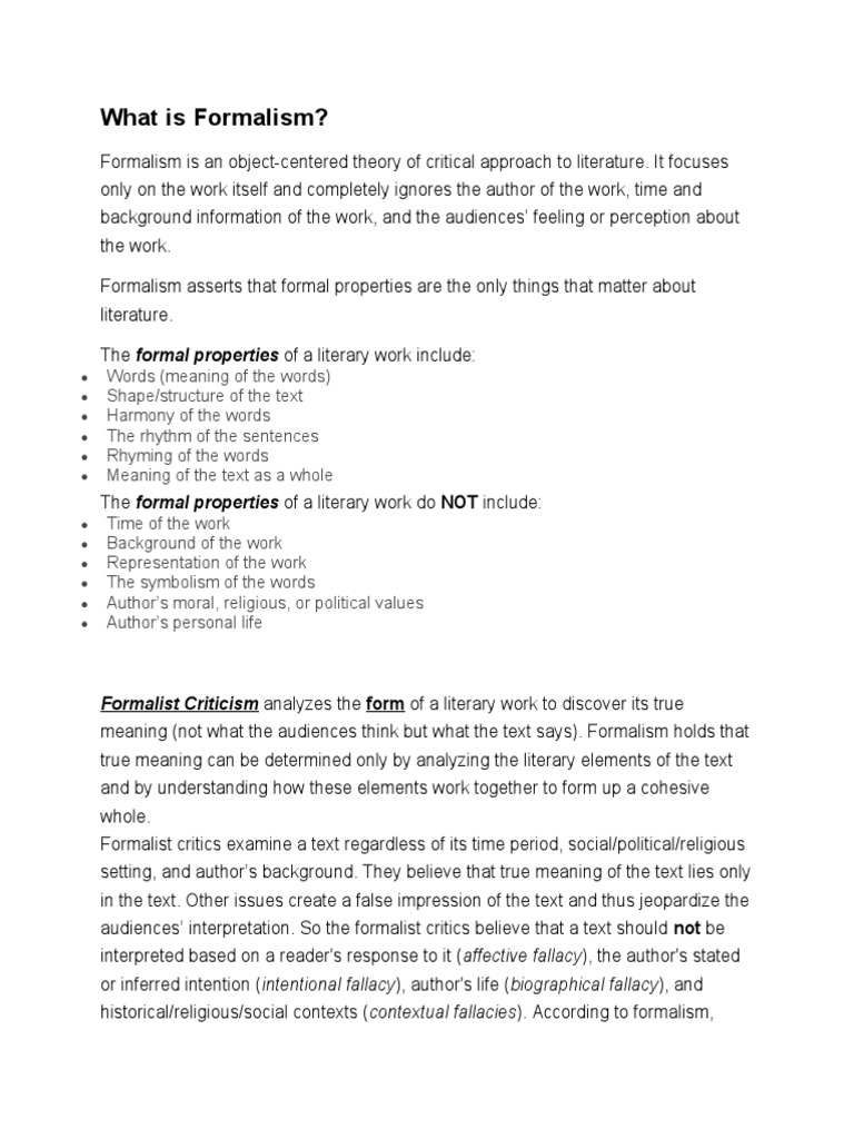 What Is Formalism | Download Free PDF | Feminism | Gender Studies