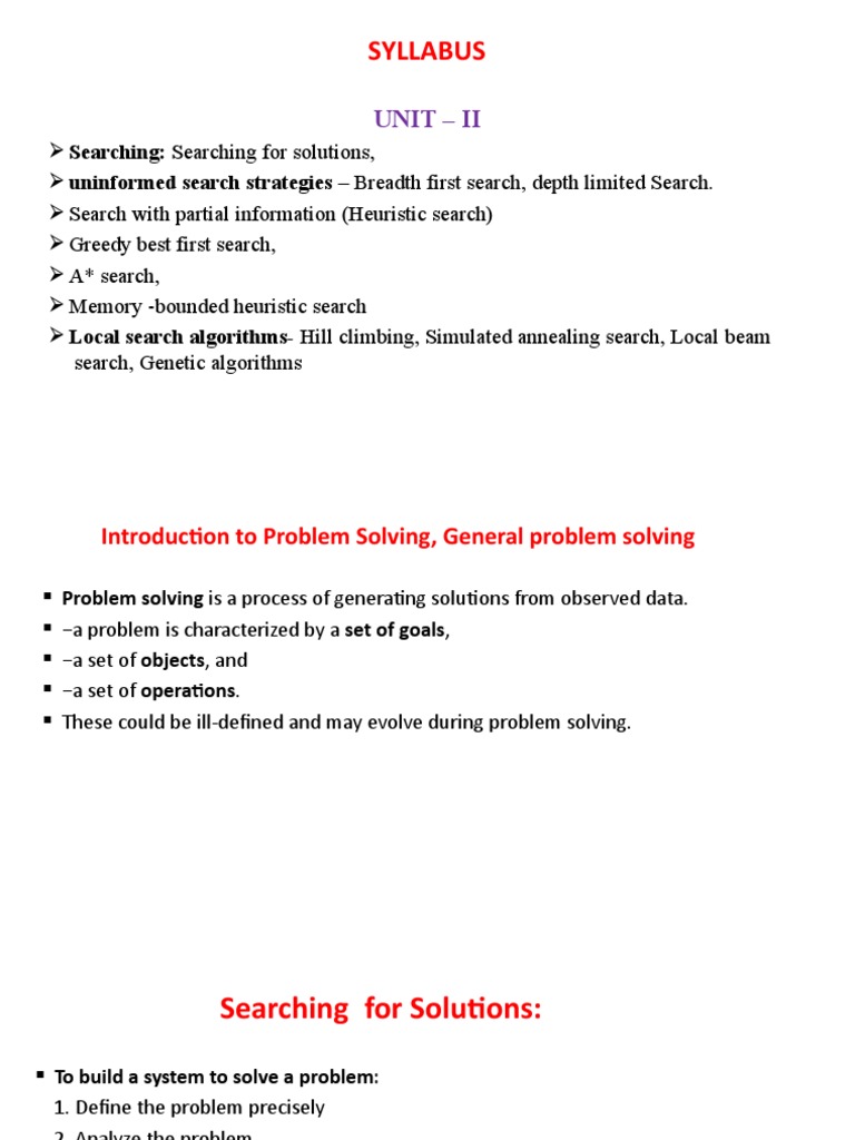Ai Unit Ii Notes Pdf Genetic Algorithm Algorithms And Data Structures