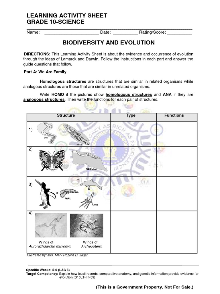 Grade10 - Las3 - Final Version PDF | PDF | Evolution | Charles Darwin