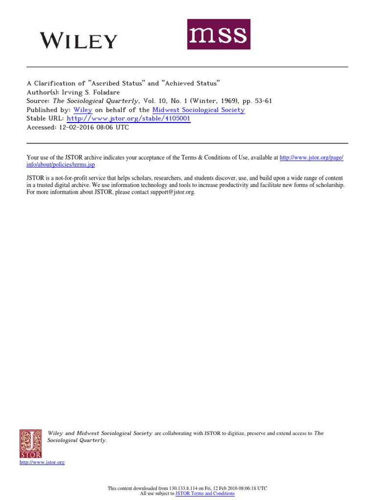 Status | PDF | Behavioural Sciences