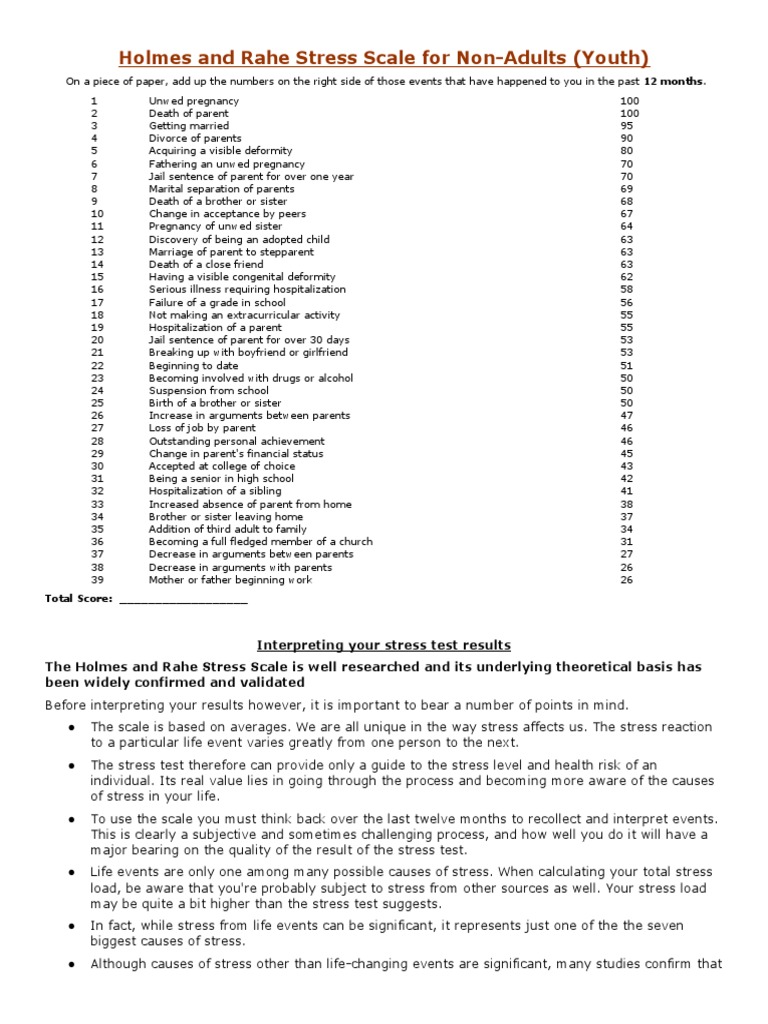 Youth Stress Scale | PDF | Stress (Biology) | Risk