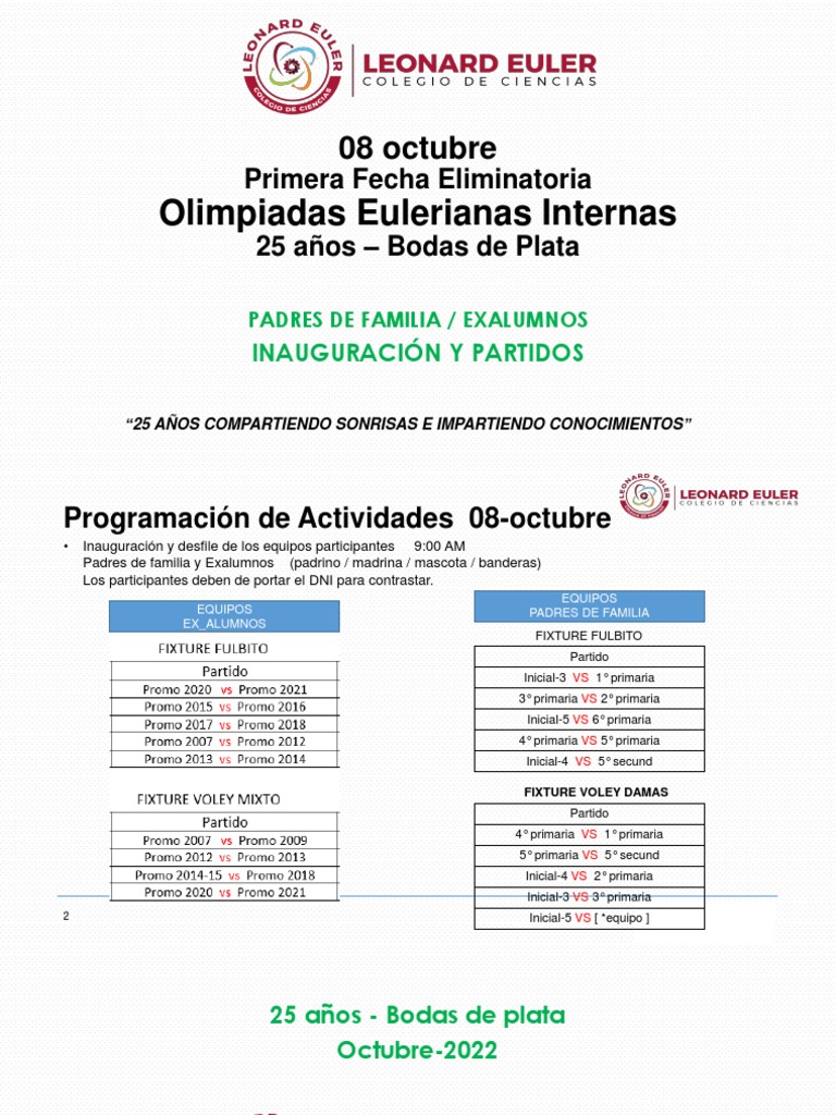 Programa 1ra Fecha Olimpiadas | PDF