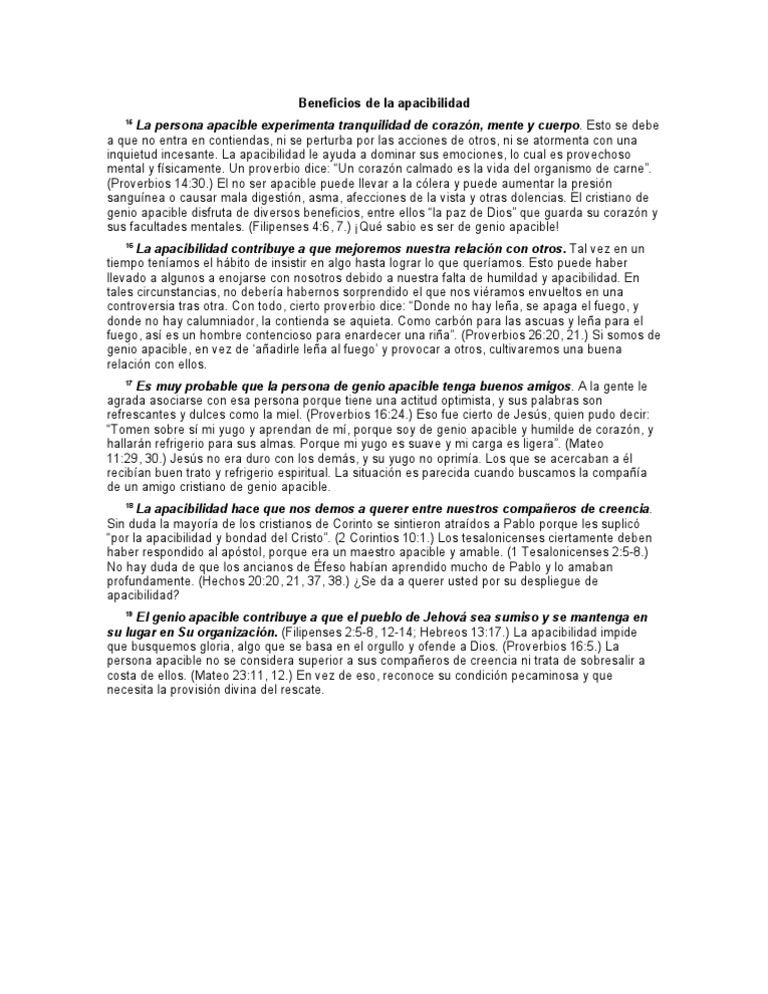 Beneficios de ser una persona apacible | PDF | Pablo el apóstol | Jesús