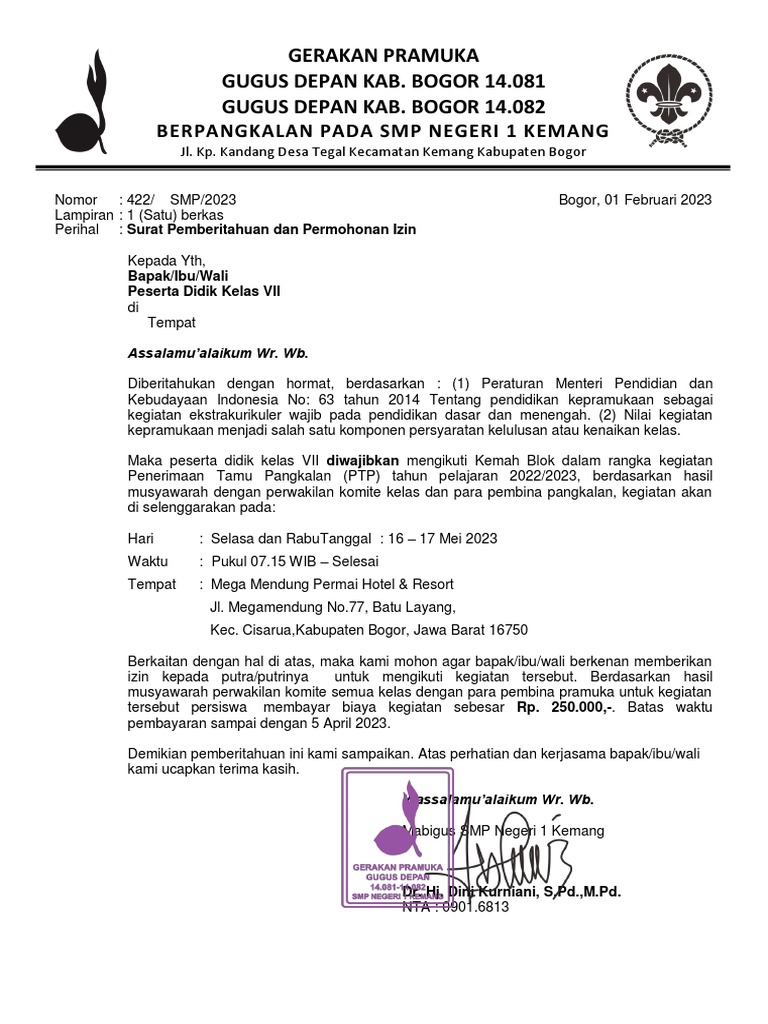 Surat Kemah Blok 2022-2023 (1) | PDF