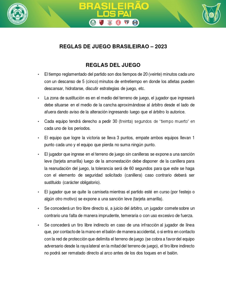 Reglas Brasileirao 2023 | PDF | Reglas y regulaciones deportivas ...