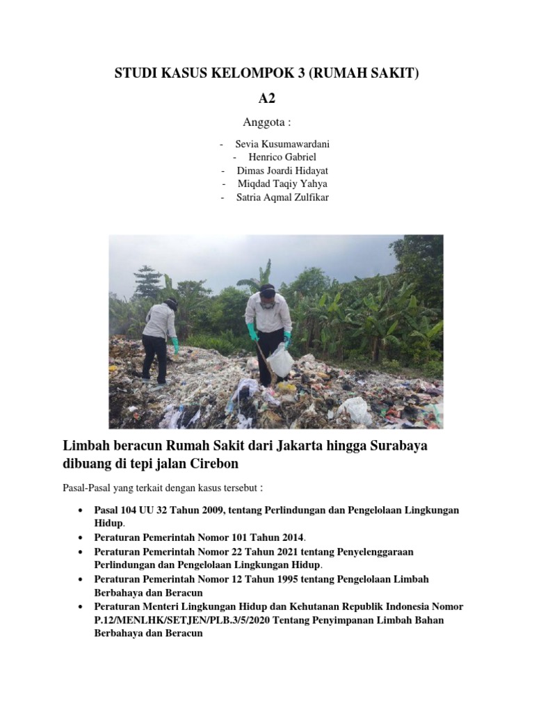 Studi Kasus Kelompok 3 Limbah B3 Rumah Sakit | PDF