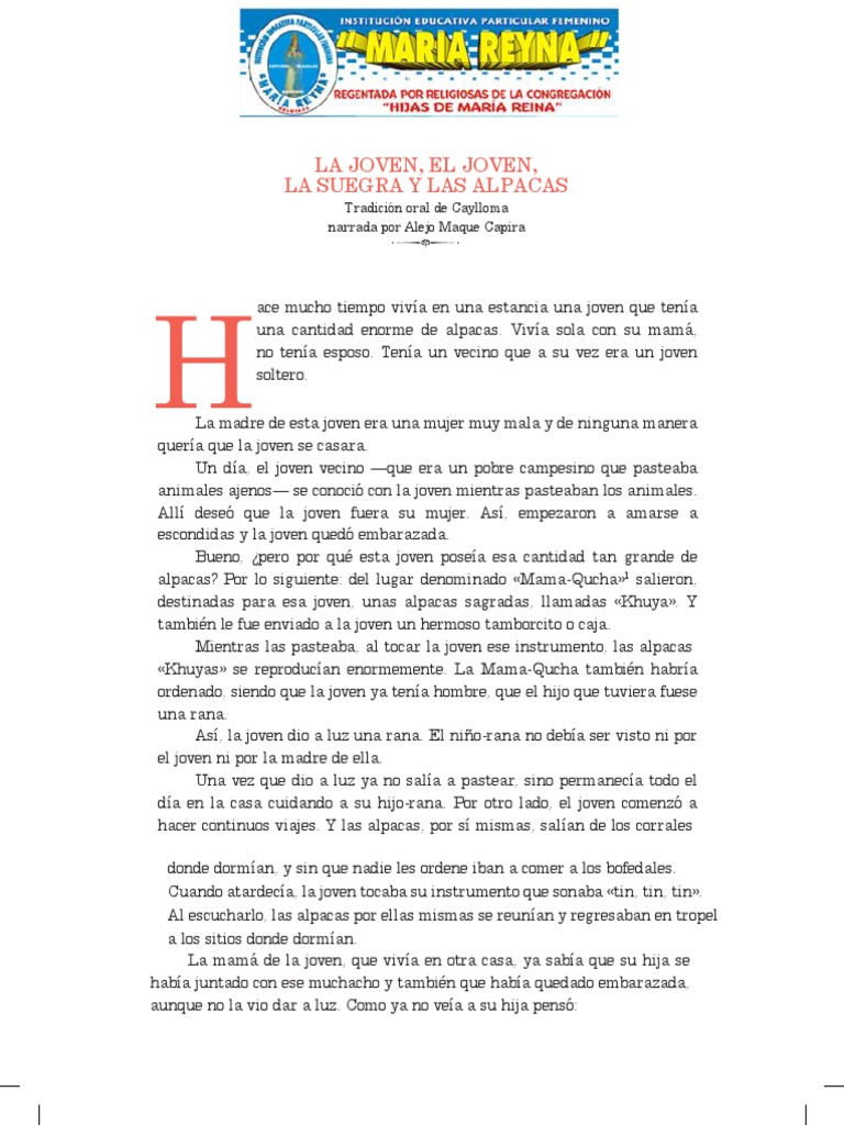 La Joven, El Joven y Las Alpacas | PDF
