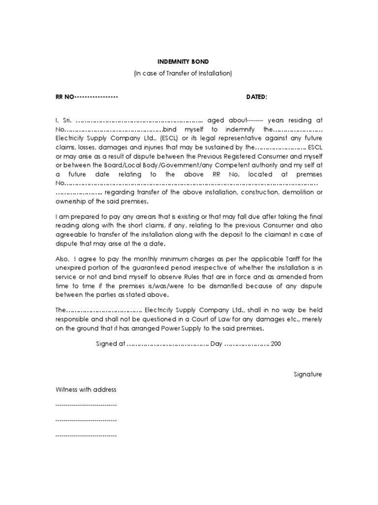 Indemnity Bond | PDF