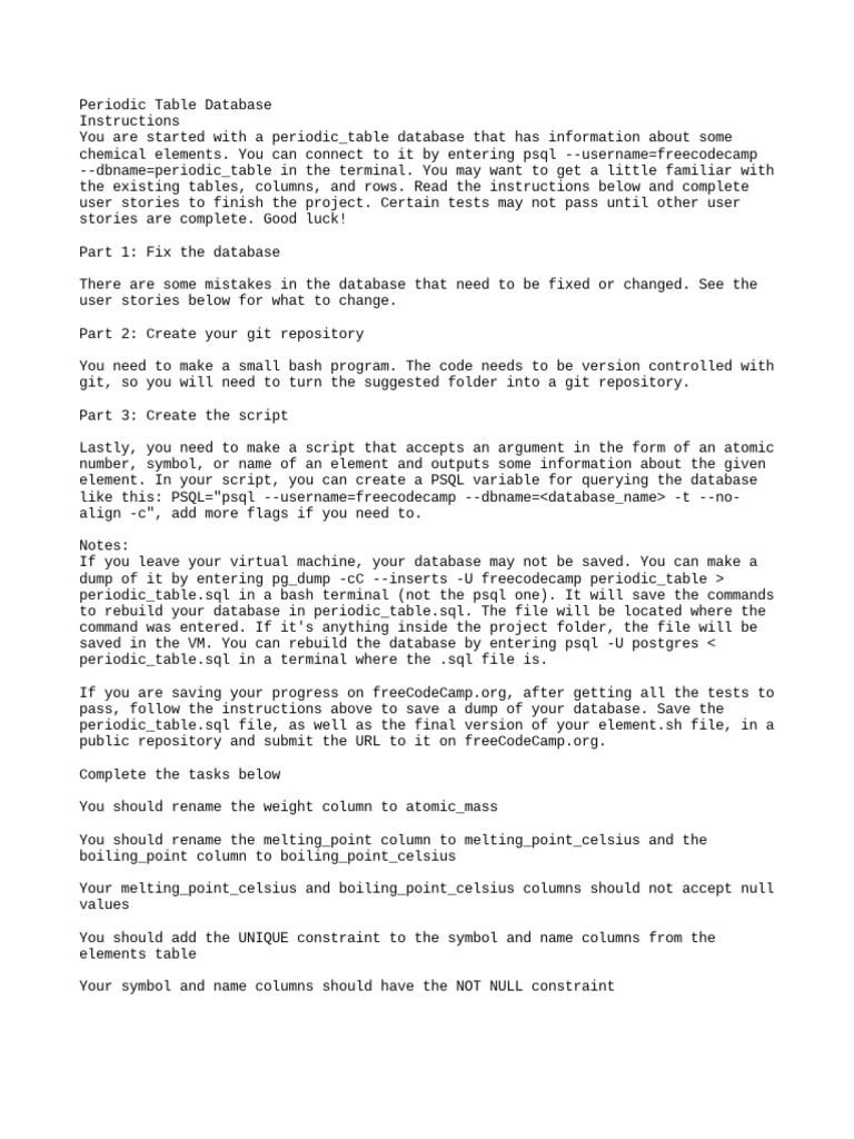 Periodic Table Database Script | PDF | Table (Database) | Computer Science
