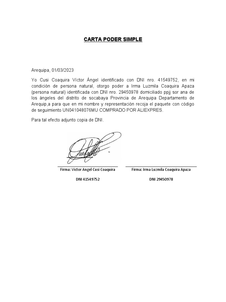 Carta Poder Simple | PDF