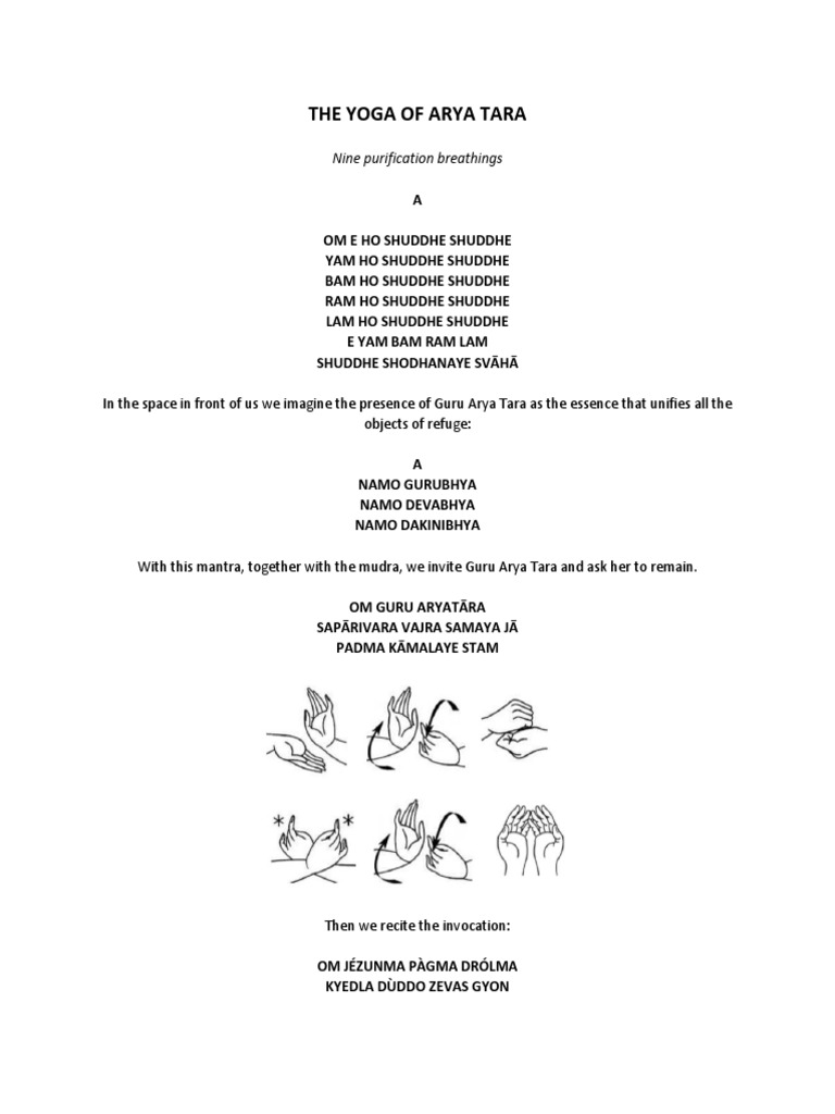 THE YOGA OF ARYA TARA with notes.pdf | PDF | Mantra | Vajrayana