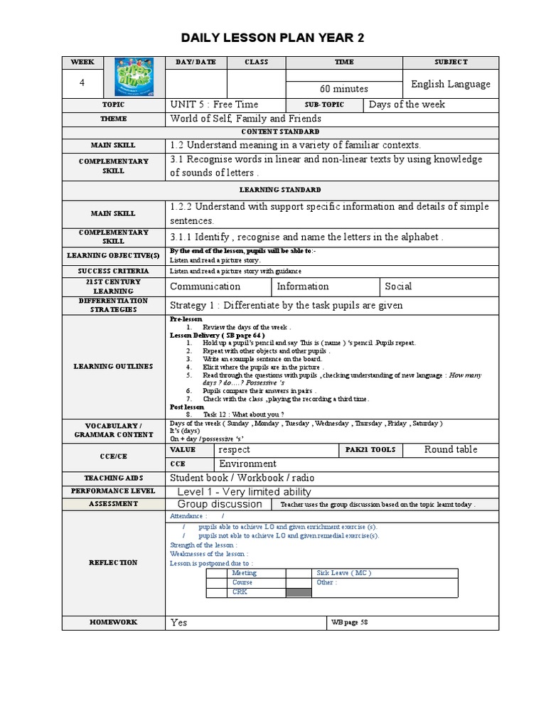 Week 4 - Unit 5 Free Tiime | PDF | Lesson Plan | Learning Week 4 - Unit 5 Free Tiime | PDF | Lesson Plan | Learning